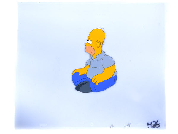 The Simpsons - Sad Homer sitting down - 1-layer Production Cel w/ Prin ...